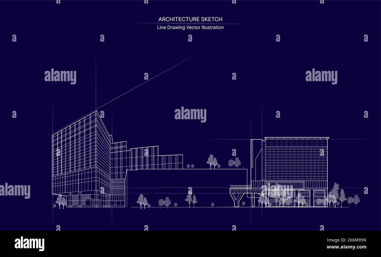 Architecture line drawing. Cityscape Sketch, Vector Sketch ...