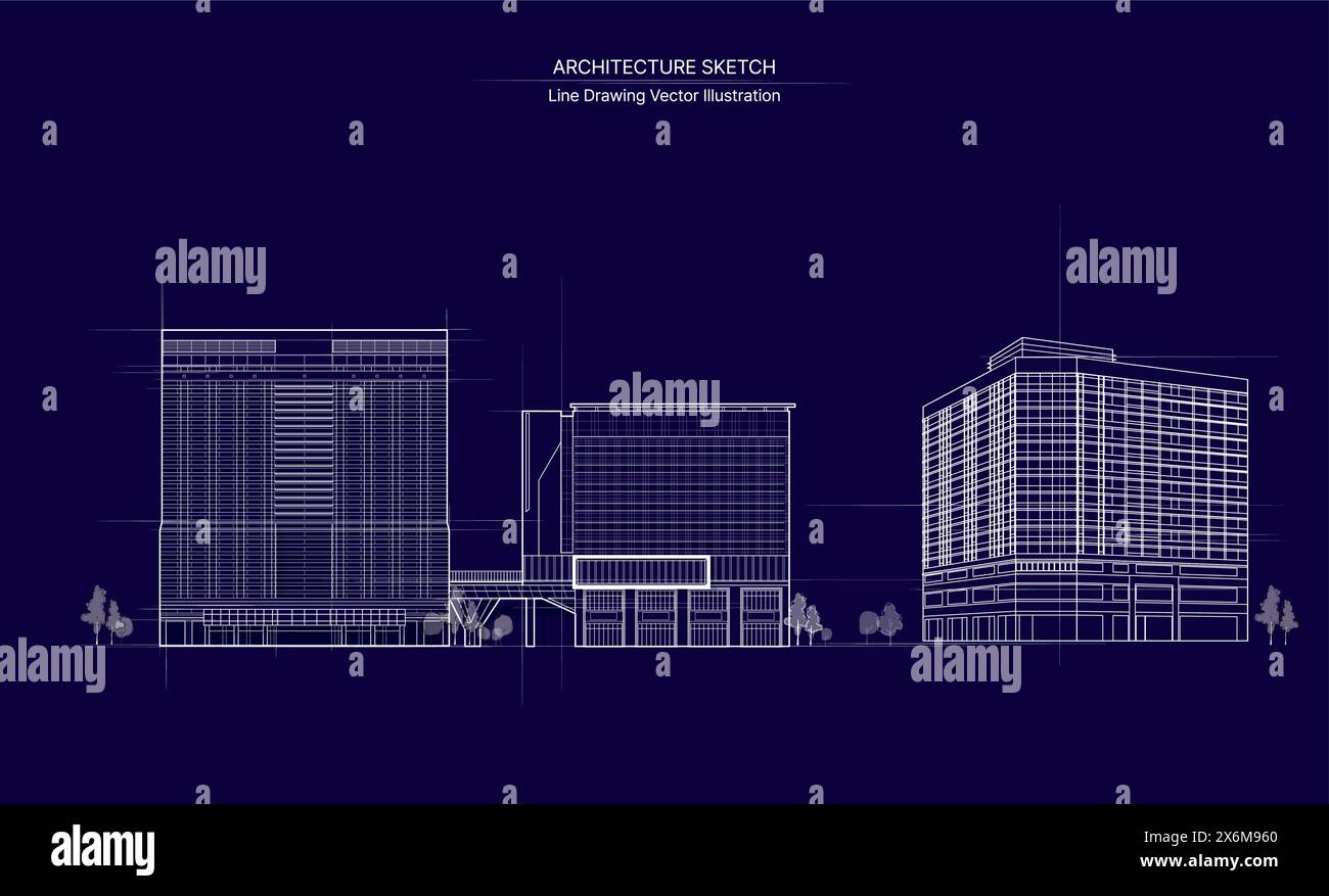 Architecture line drawing. Cityscape Sketch, Vector Sketch ...