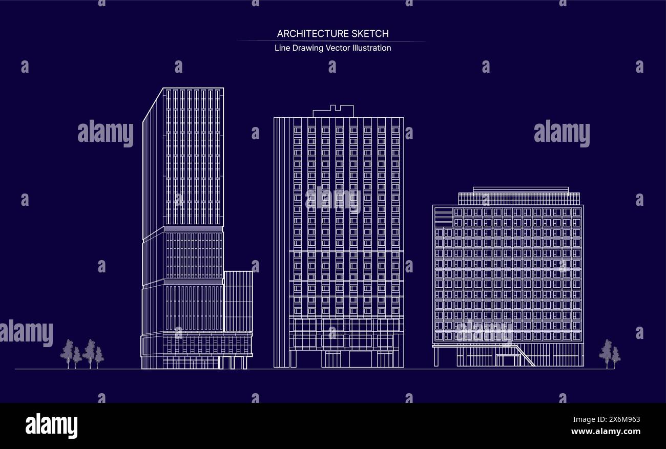 Architecture line drawing. Cityscape Sketch, Vector Sketch ...