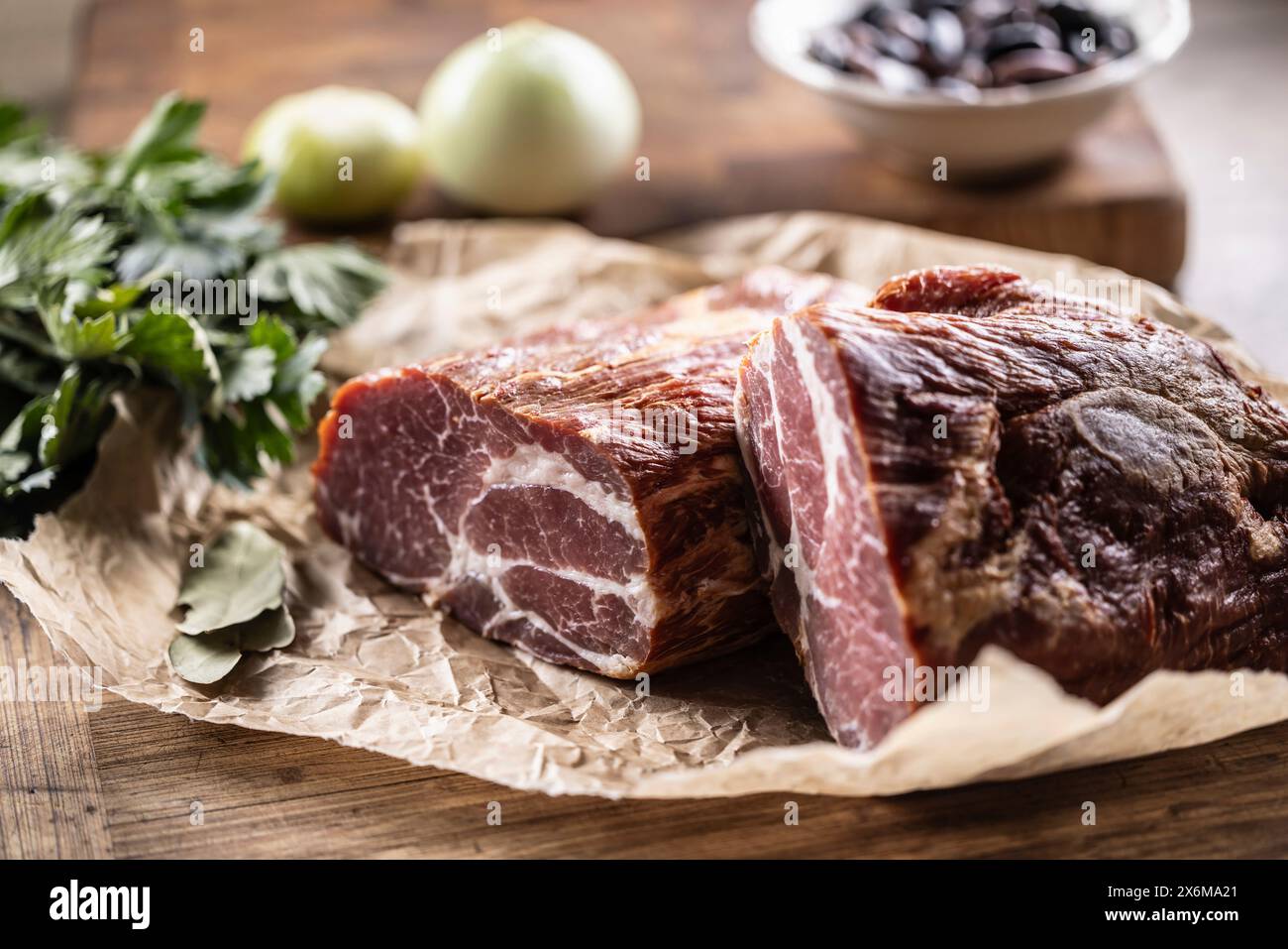 Smoked pork neck hi-res stock photography and images - Alamy