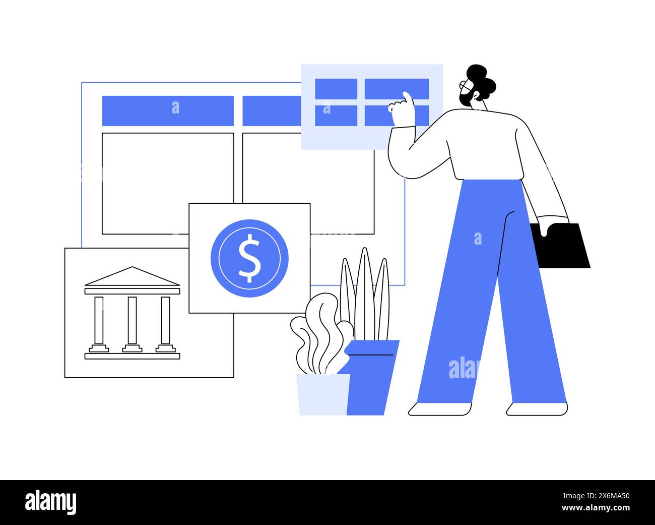 Interactive digital wall isolated cartoon vector illustrations Stock ...