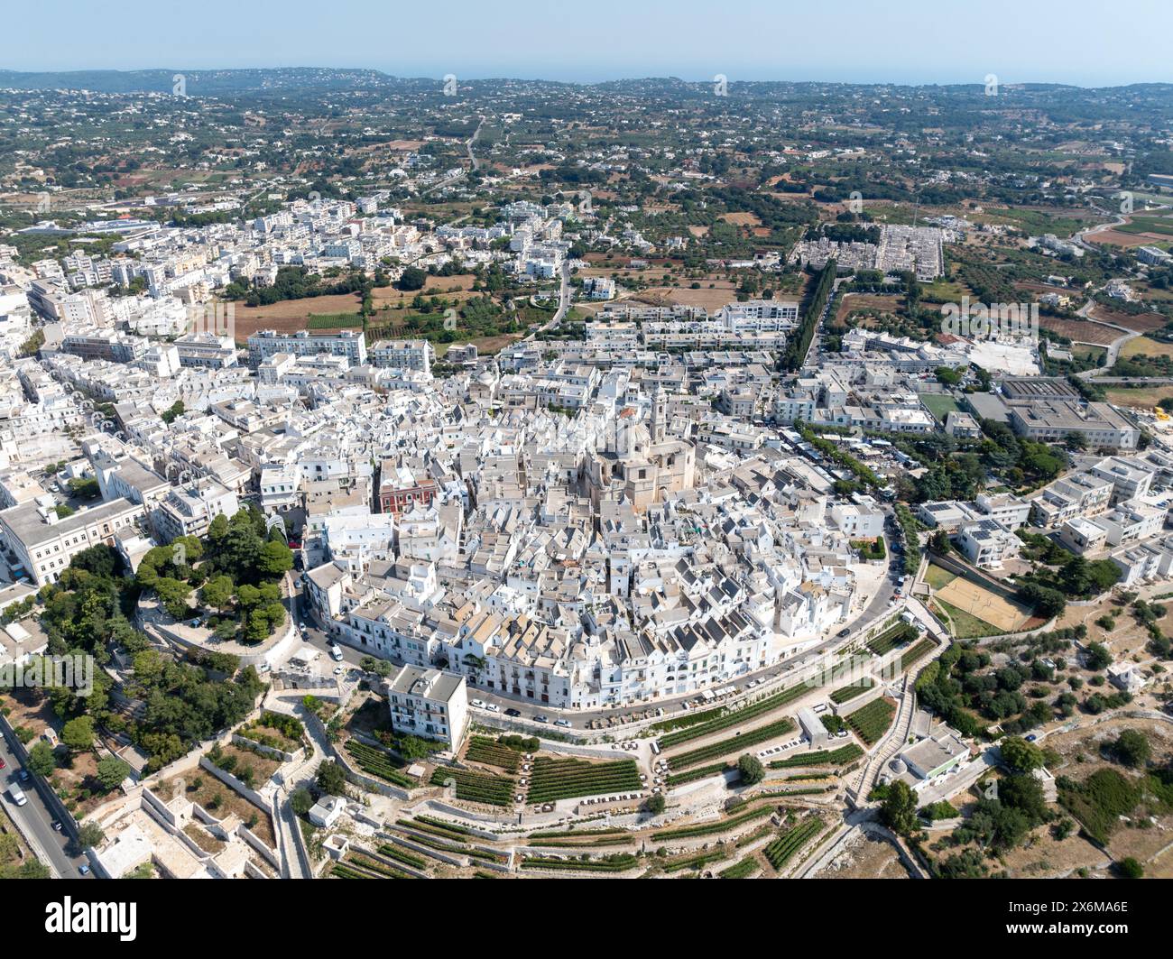 Aerial view of Locorotondo, a characteristic old town near Bari, Puglia ...