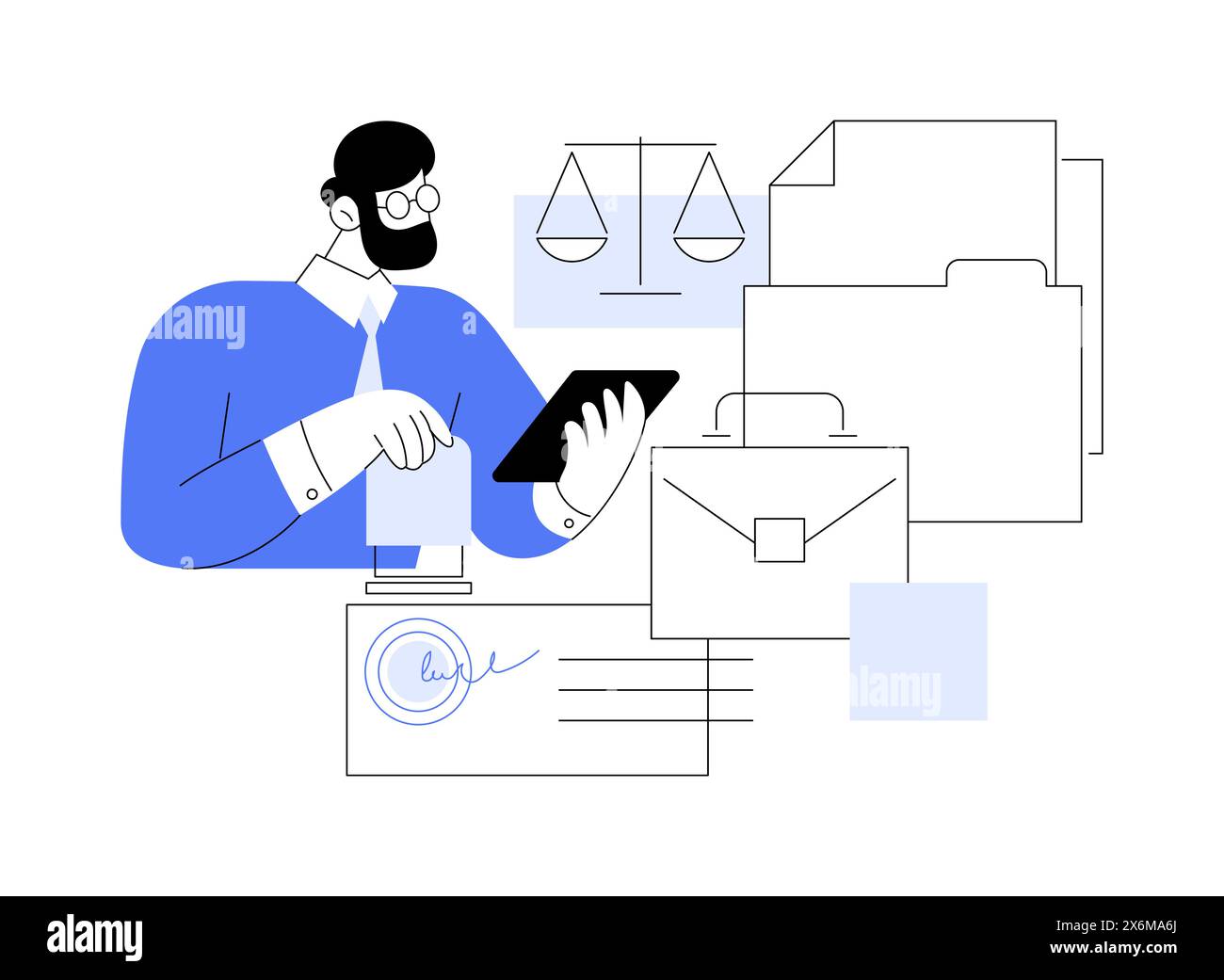 Notary public service isolated cartoon vector illustrations Stock ...