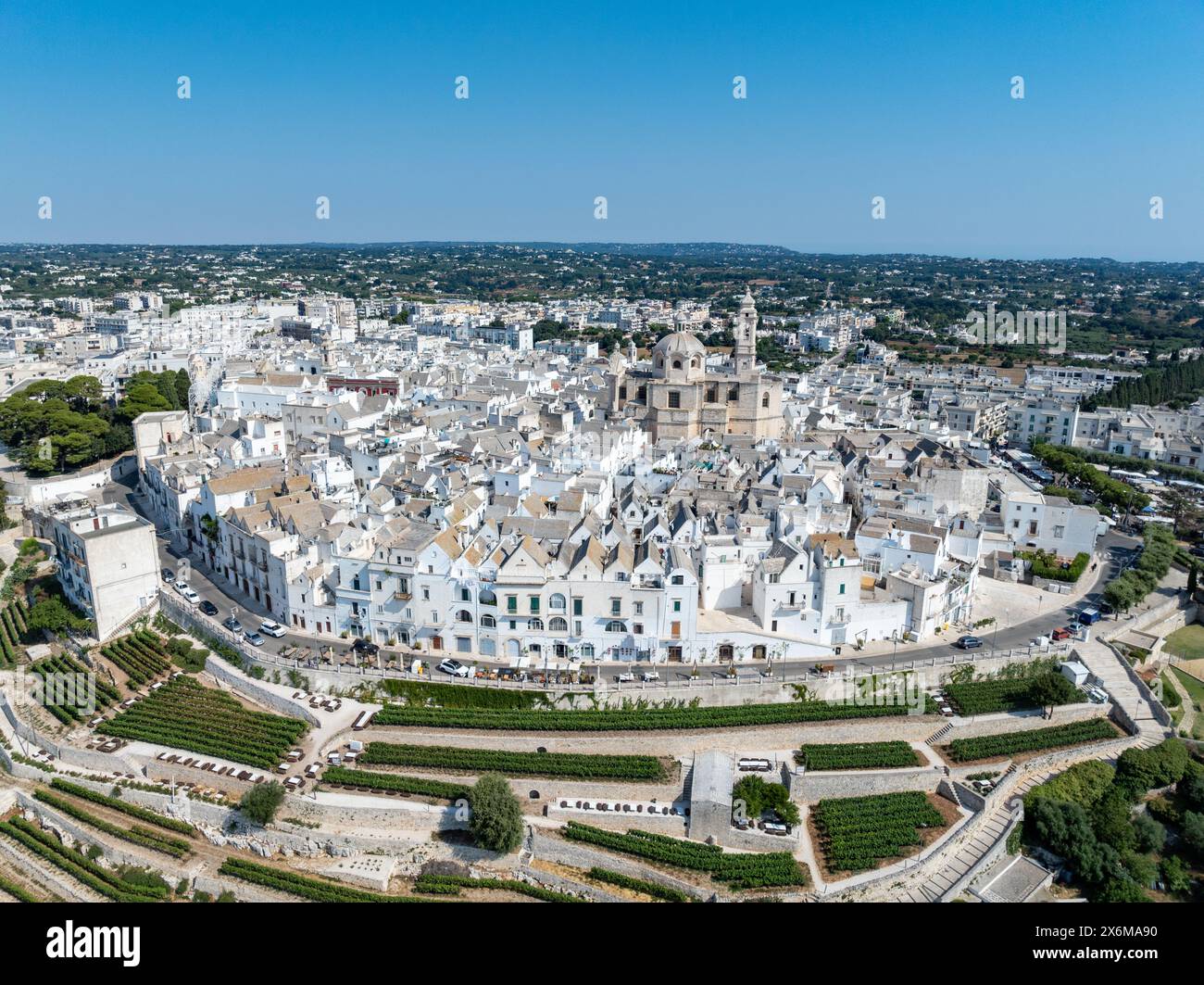 Aerial view of Locorotondo, a characteristic old town near Bari, Puglia ...