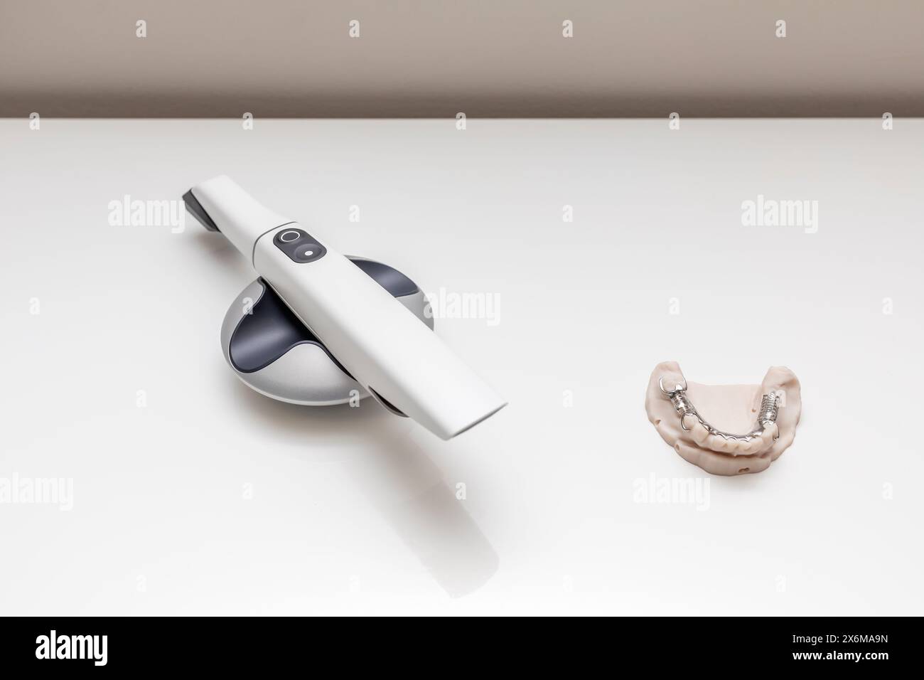 Bridge Printed By 3d Printer on Table. 3D Intraoral Teeth Scanner For ...