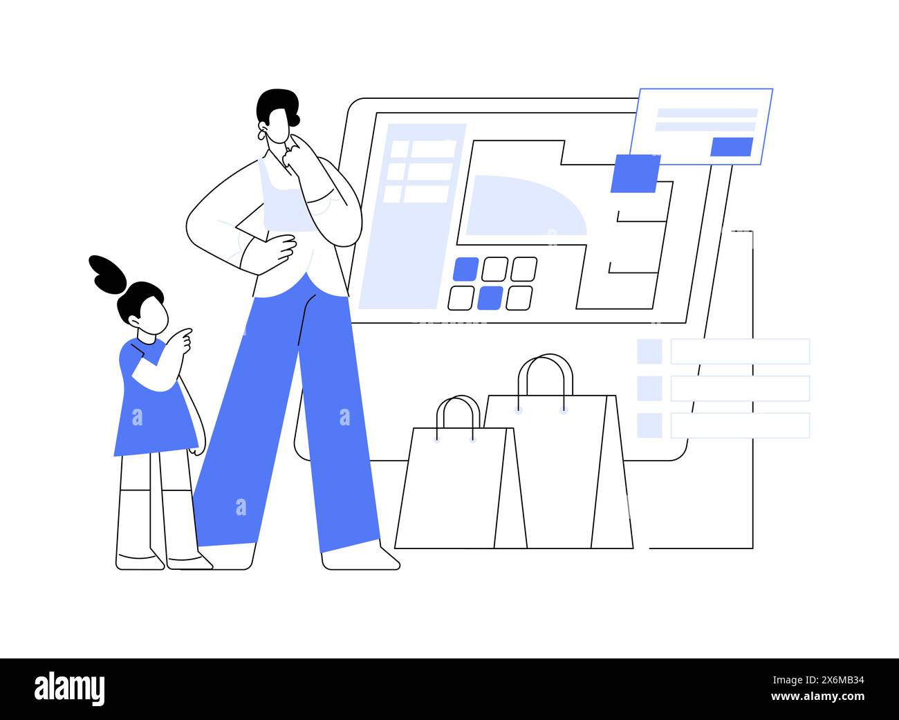 Shopping mall navigation isolated cartoon vector illustrations Stock ...