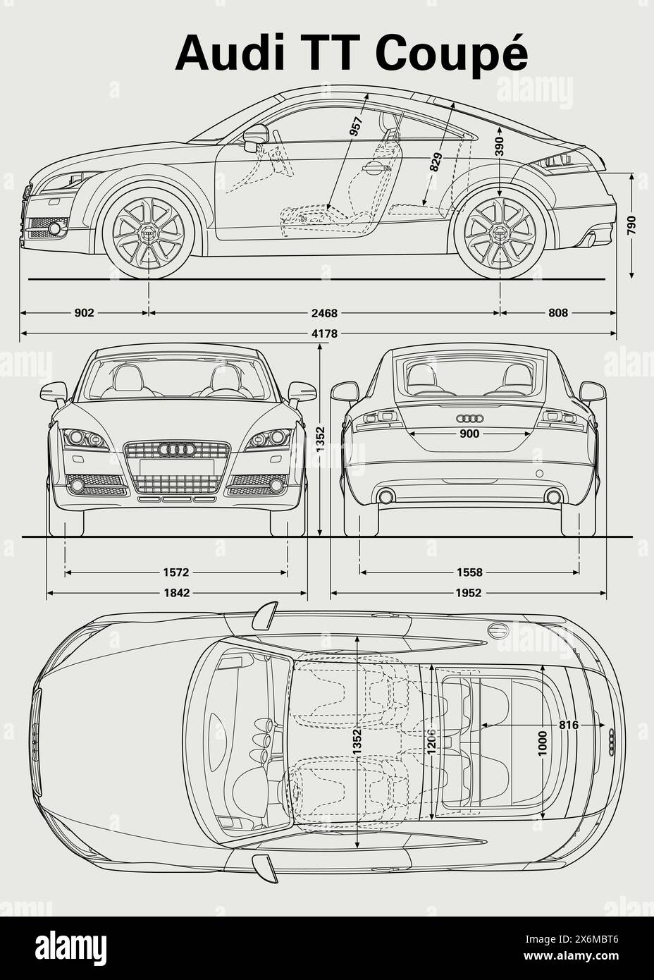 Audi TT Coupe 2007 Car Blueprint Stock Vector Image & Art - Alamy