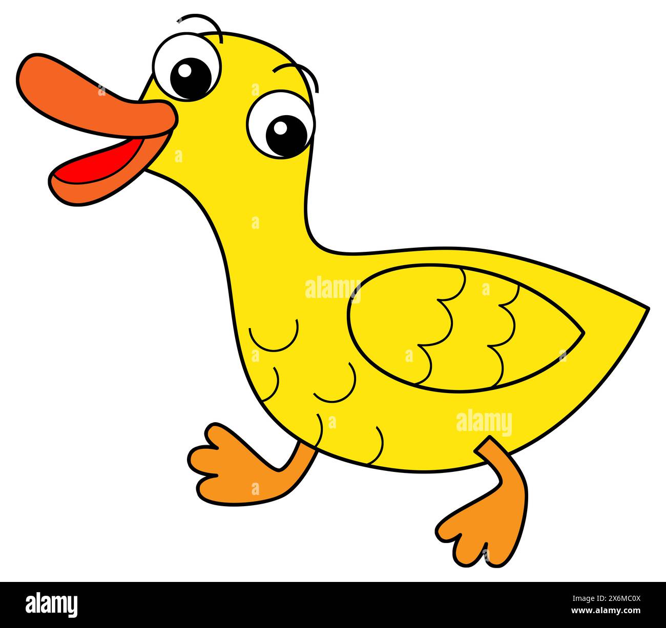 Cartoon happy farm animal cheerful duck bird running isolated ...