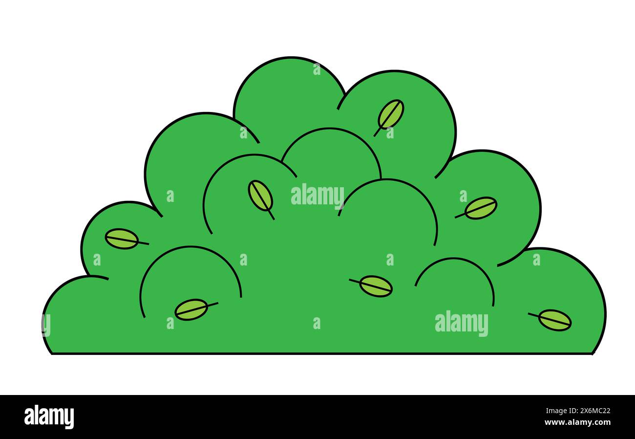 cartoon scene with garden park element plant bush nature sketch ...