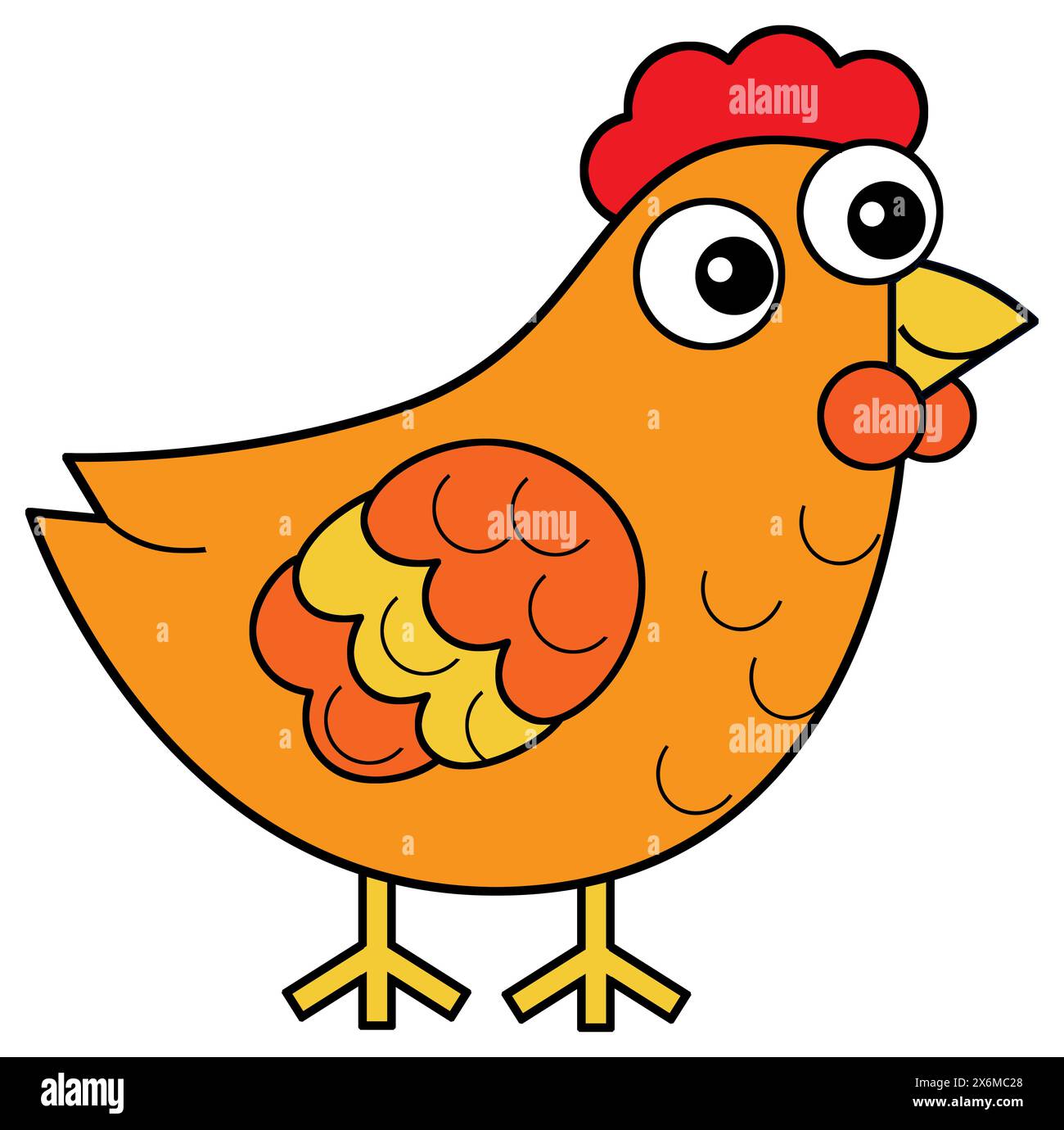 Cartoon happy farm animal cheerful hen chicken bird running isolated ...
