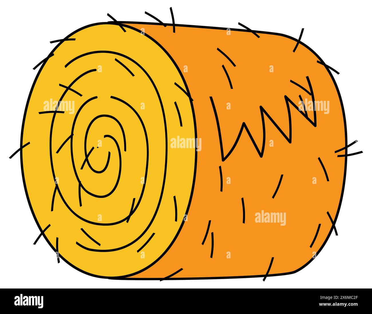 Cartoon scene with farm stack or roll of hay nature harvest agriculture ...