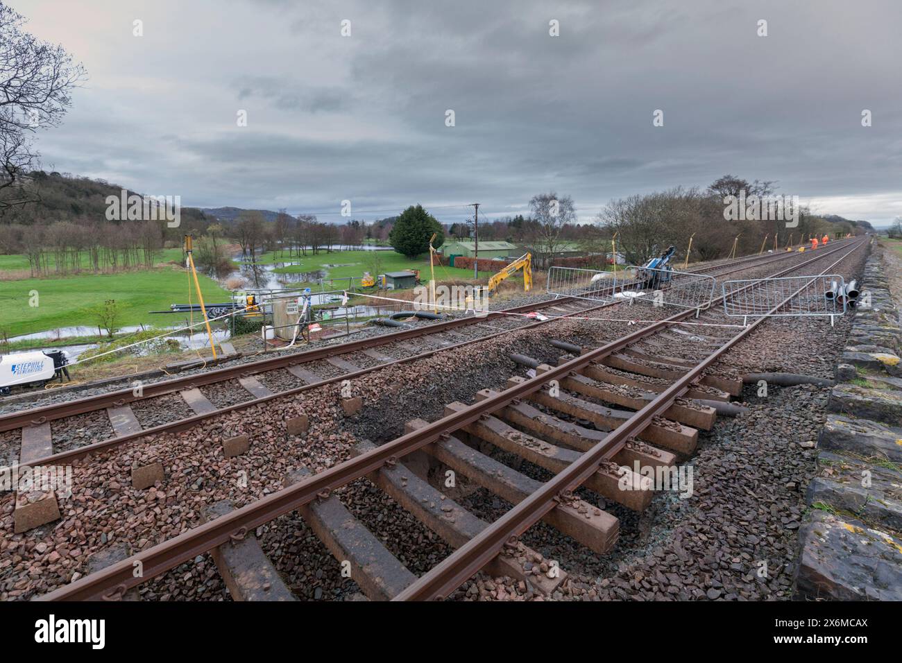 Hole under the railway line at Grange Over Sands Cumbria that caused ...