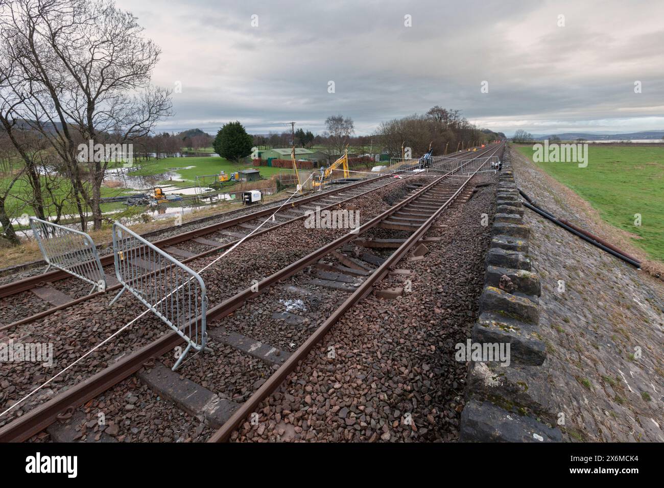 Hole under the railway line at Grange Over Sands Cumbria that caused ...