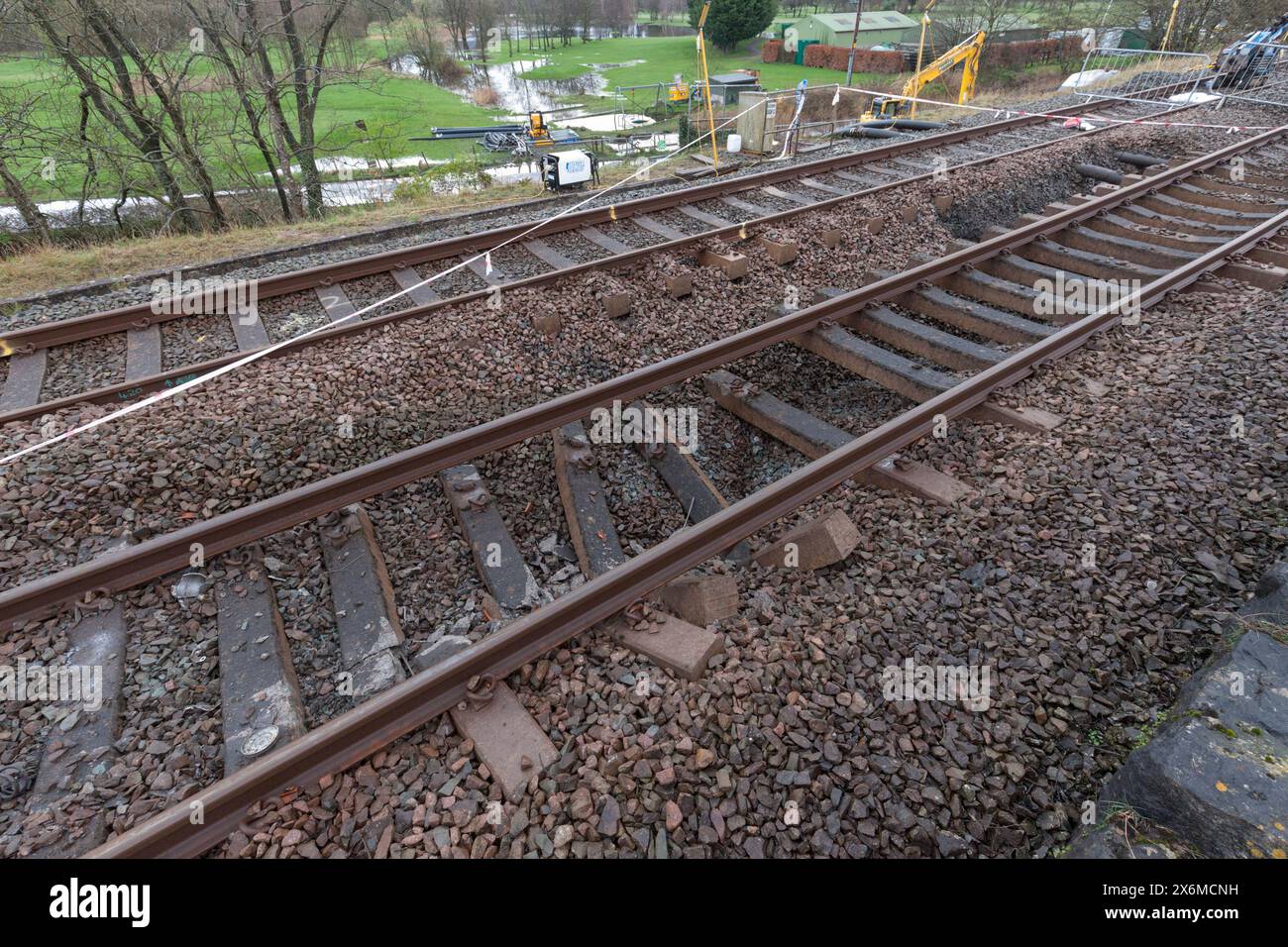 Hole under the railway line at Grange Over Sands Cumbria that caused ...