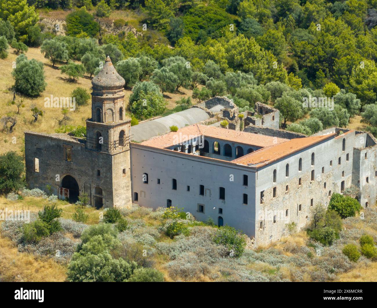 Aerial view of Convent of Saint Francis of Assisi in Tursi, Italy Stock ...