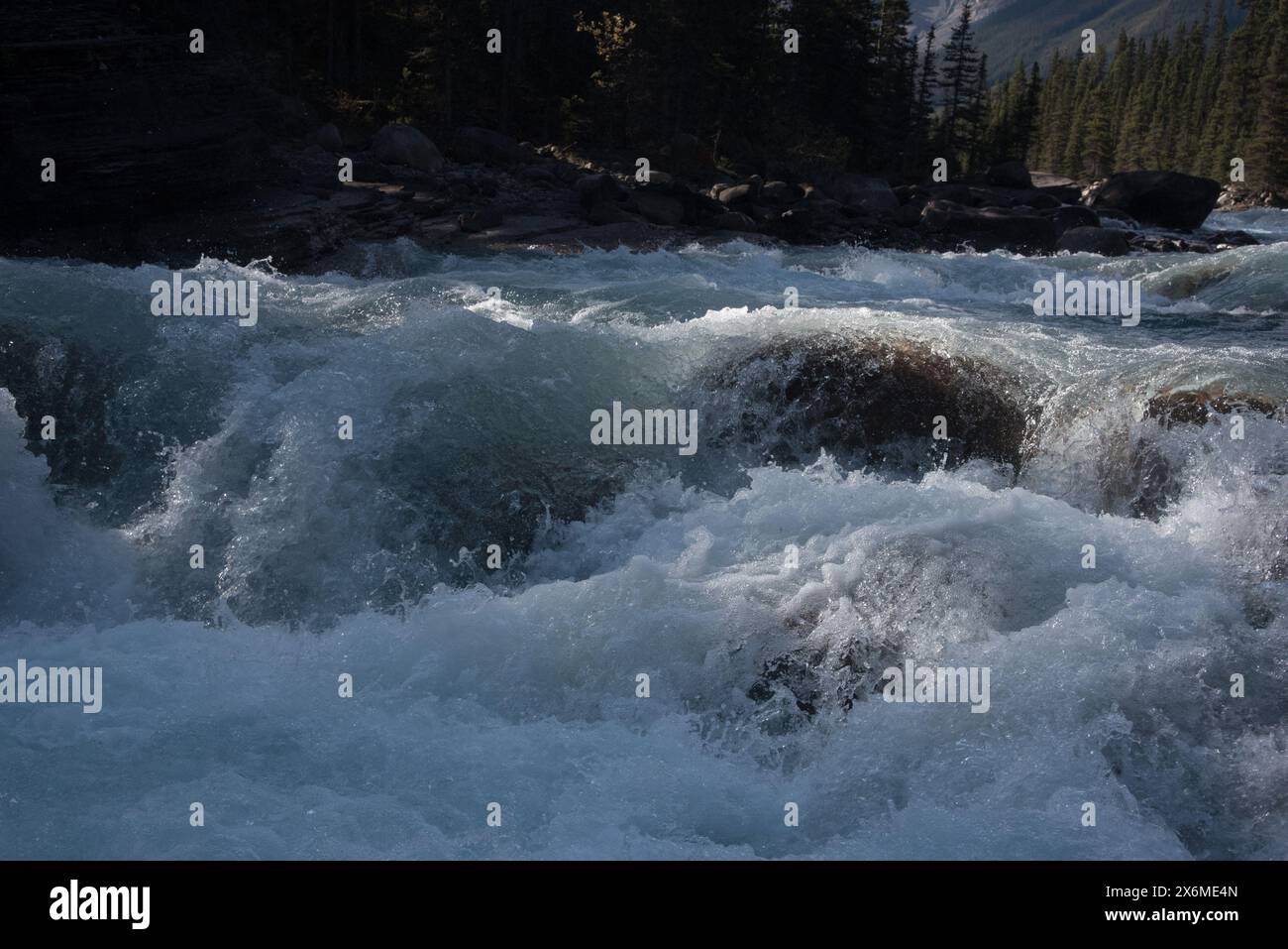 Mistaya river at the head of Mistaya canyon just aside Icefield's ...