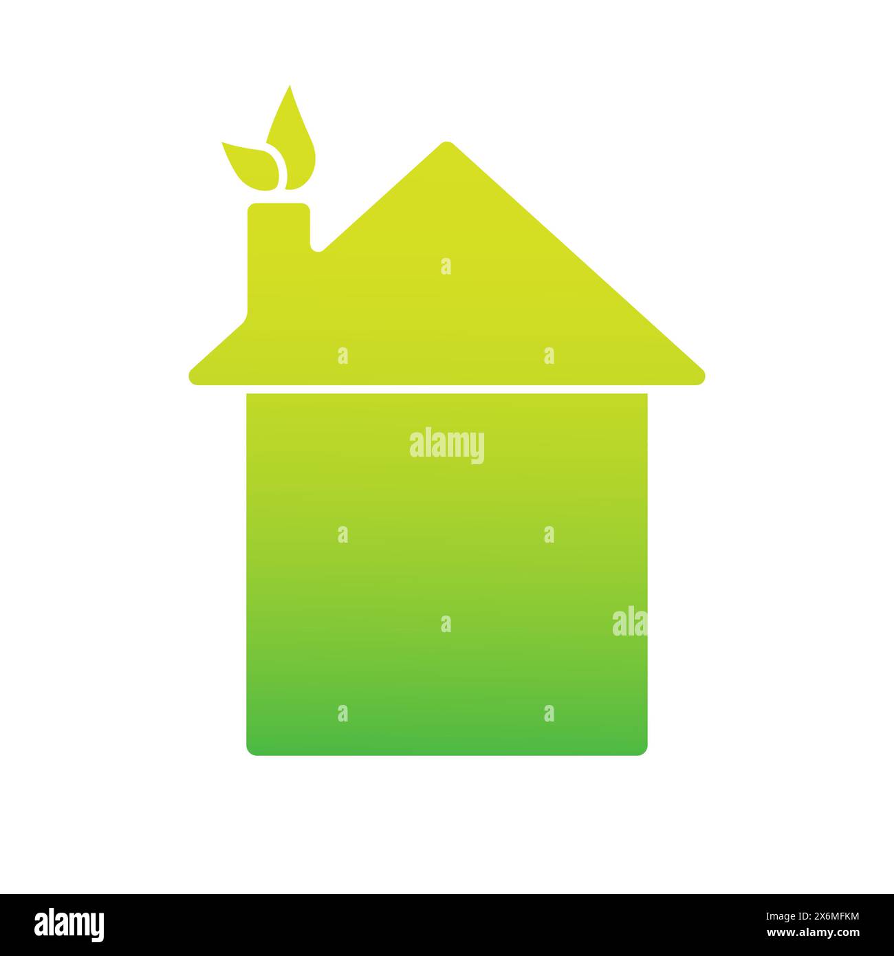 Eco friendly house. Green gradient icon. Vector home illustration. Leaf chimney symbol Stock ...