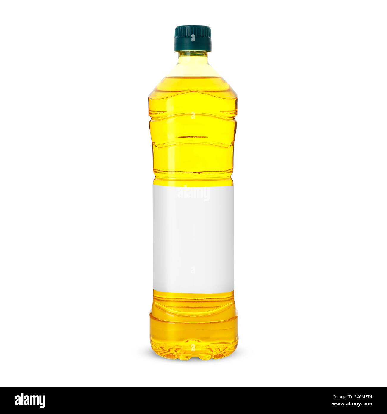 Cooking oil in plastic bottle with empty label isolated on white ...