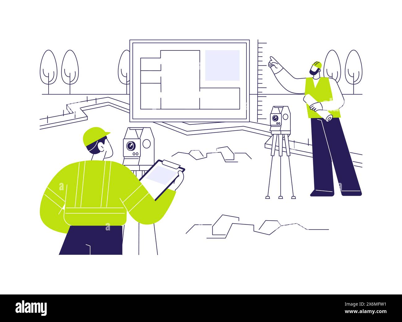 Site boundary survey abstract concept vector illustration Stock Vector ...