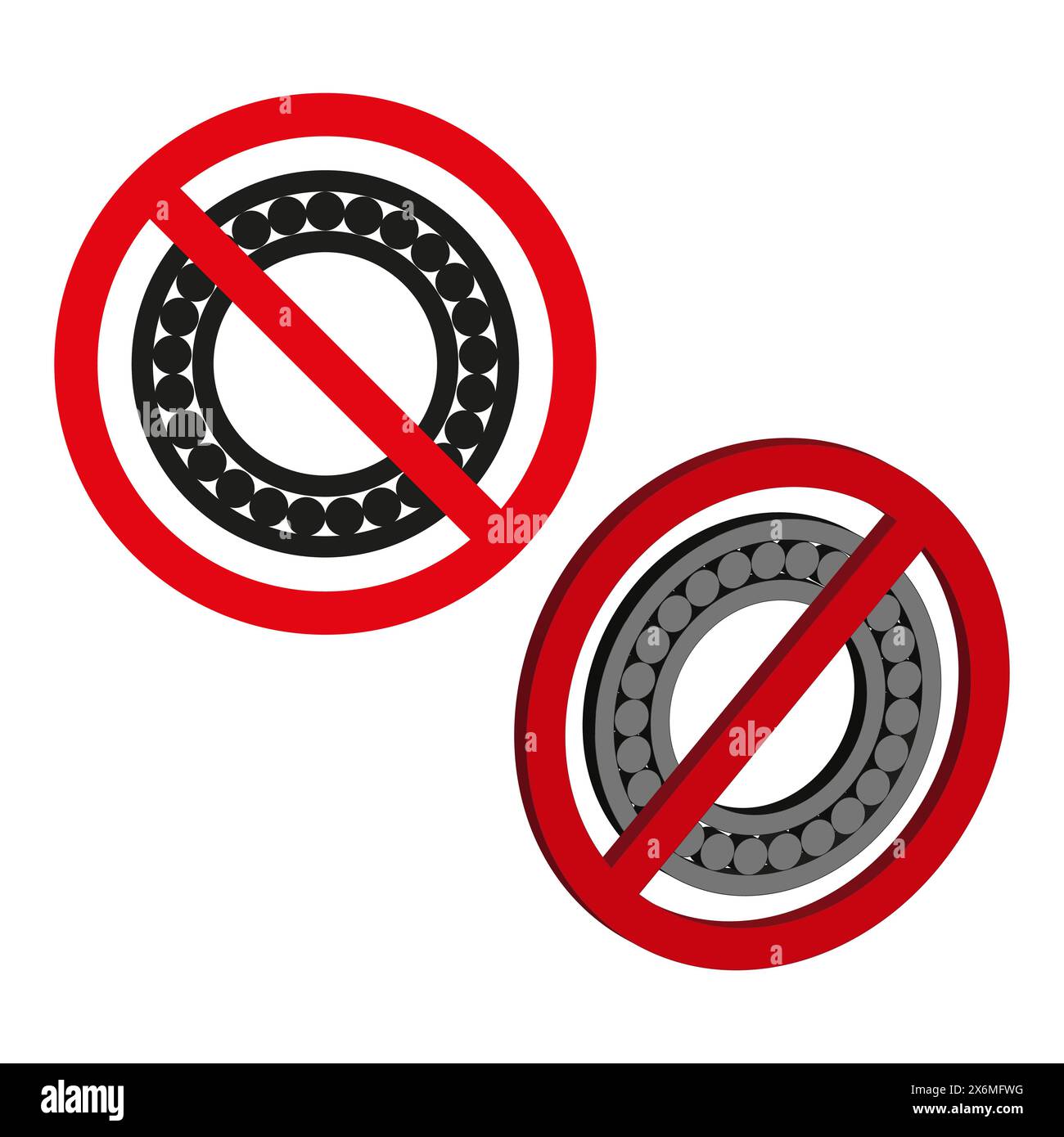 Minimalist prohibited ball bearings vector. No bearings allowed symbol ...