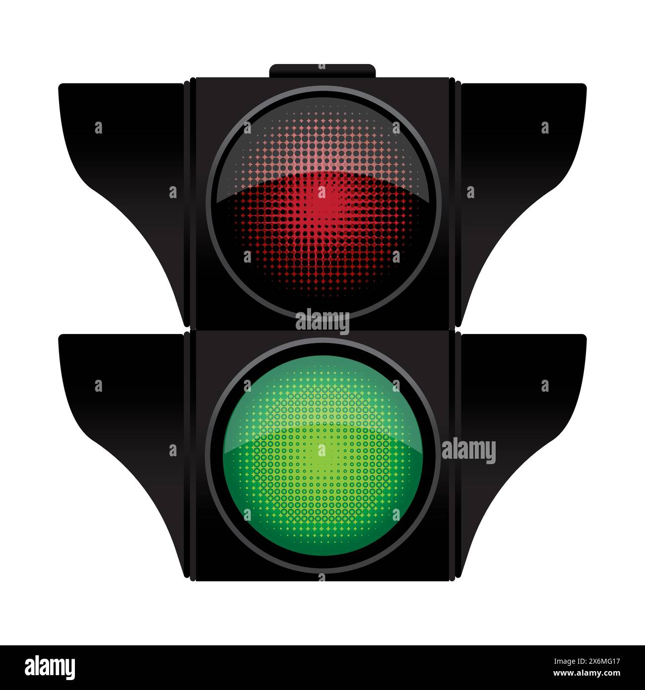 Traffic light icon. Red and green. Halftone vector design. Signal ...