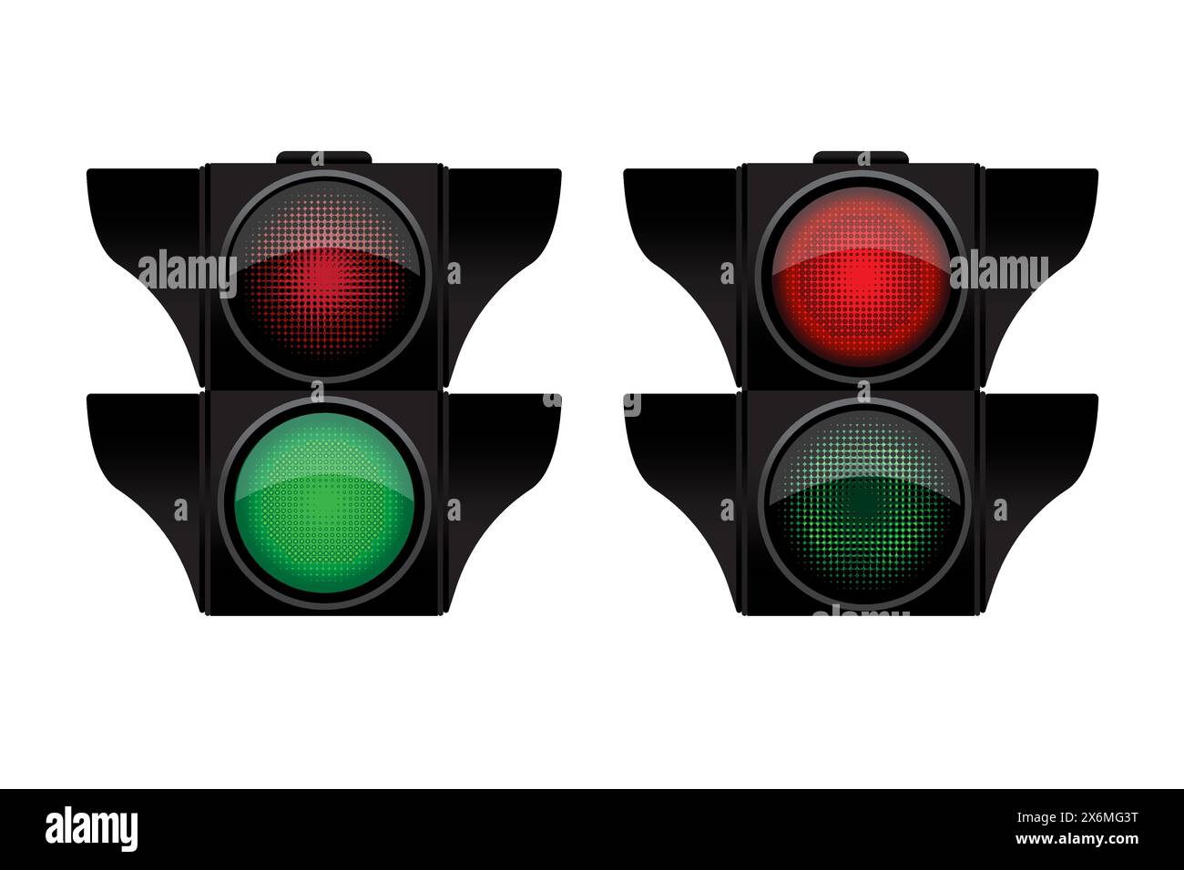 Traffic light icons. Red and green signals. Vector stop go symbols ...
