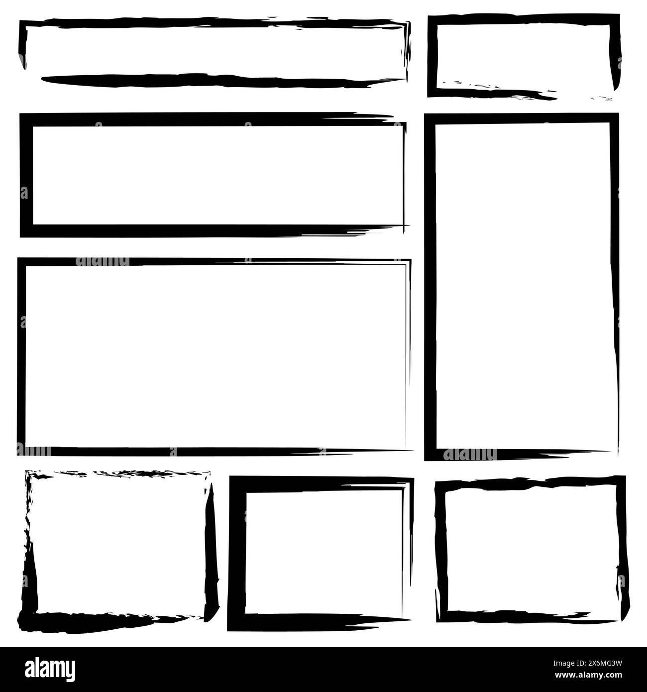 A collection of black brush stroke rectangular frames in different ...