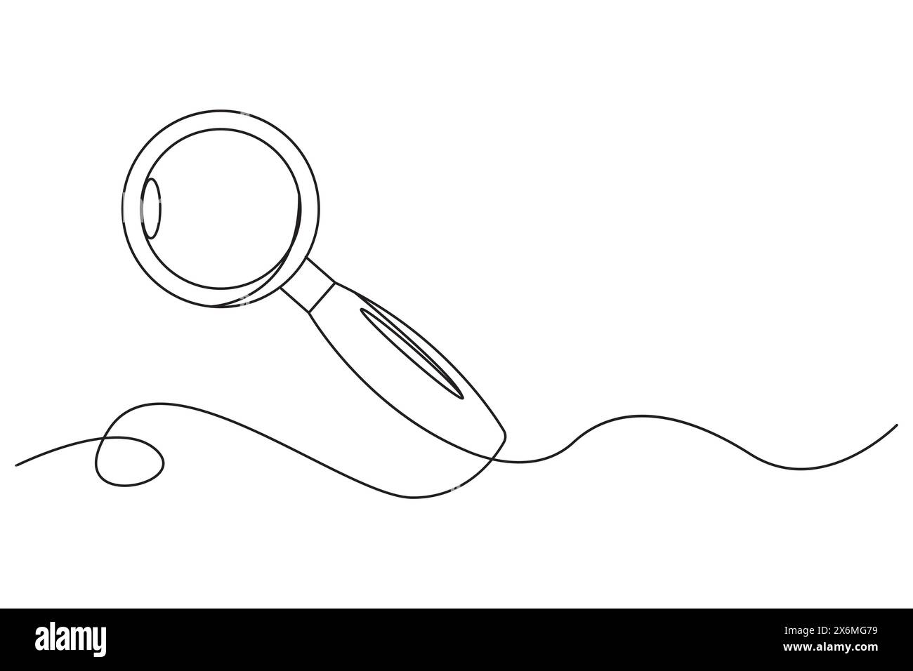 Minimalist Line Art Magnifying Glass with Flowing Line Stock Vector ...