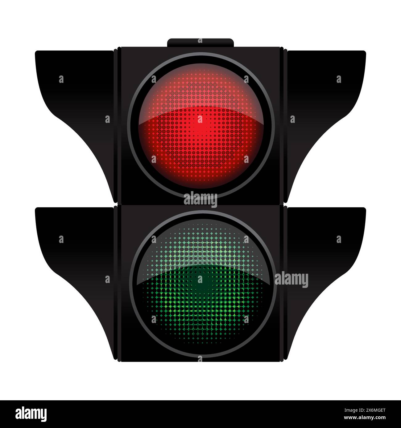 Traffic light icon. Red and green. Halftone dot design. Black ...