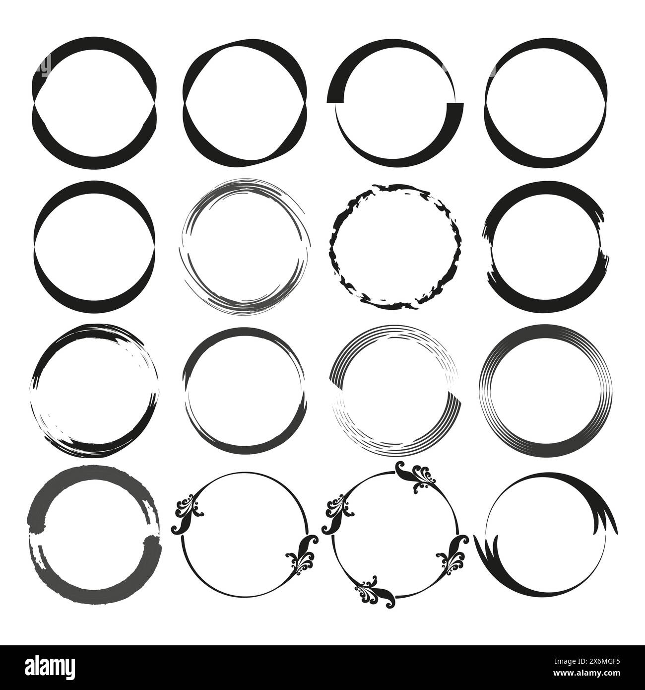 Diverse circle frames collection. Decorative round borders Vector set ...