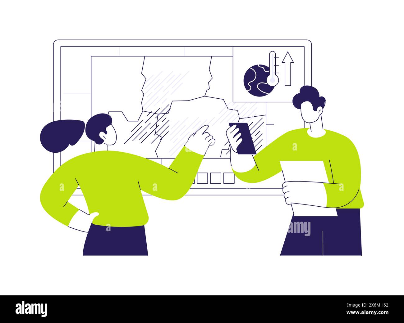 Research global temperature change abstract concept vector illustration ...