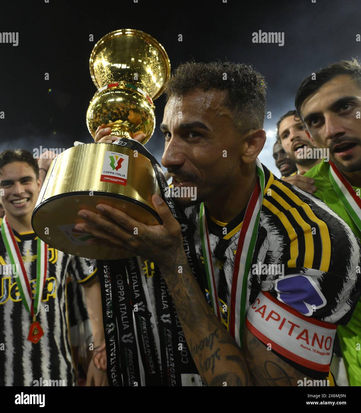 Rome, Italy. 15th May, 2024. FC Juventus' Danilo celebrates after the ...