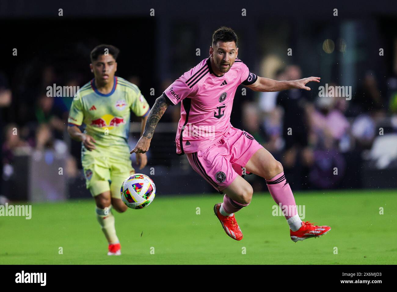 Lionel Messi attacking at the Inter Miami v NYRB, MLS, 5–4-2024, Chase ...