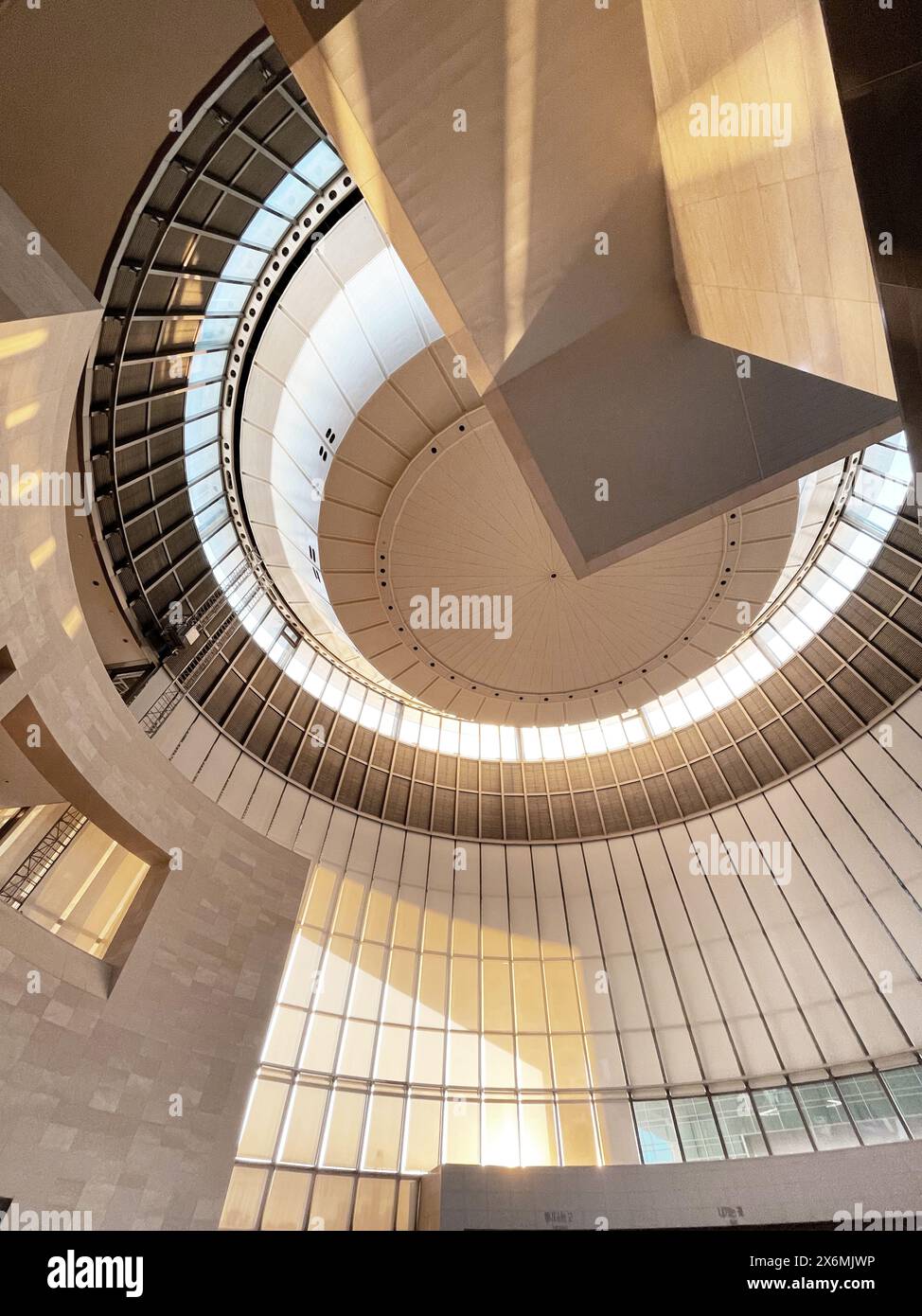 National Museum, foyer, view into the curved ceiling with light show ...