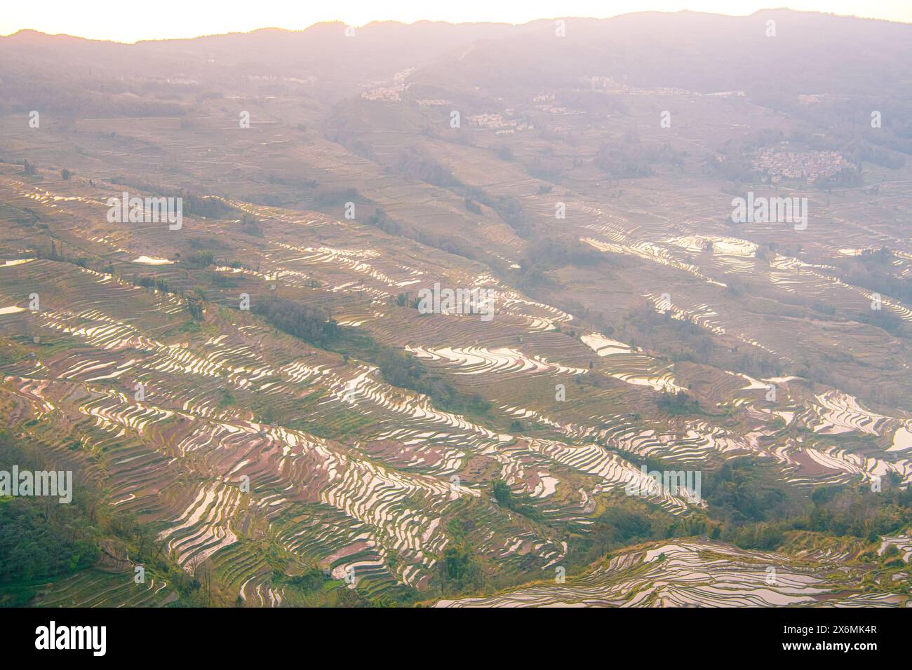 Yuan Yang Rice Terraces - Bada under the sunset in Yunnan province of ...