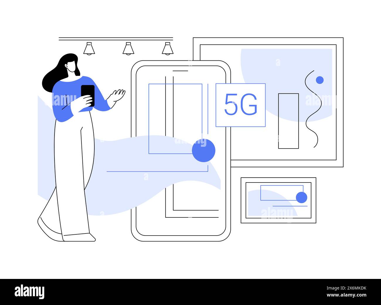 Augmented reality experience with 5G isolated cartoon vector ...