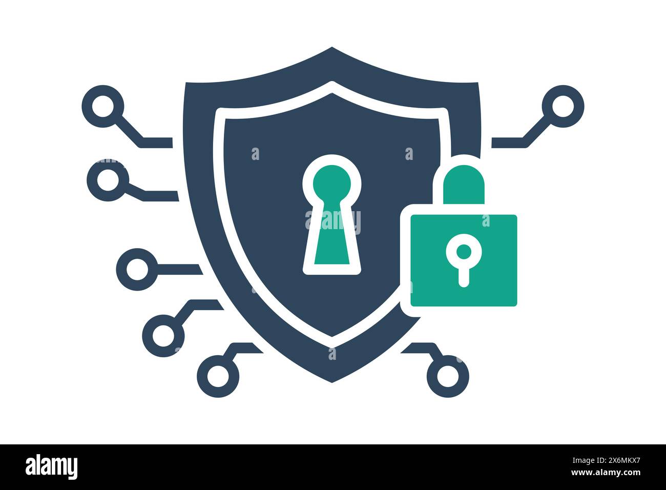 cyber security icon. shield with padlock. icon related to information technology. solid icon ...