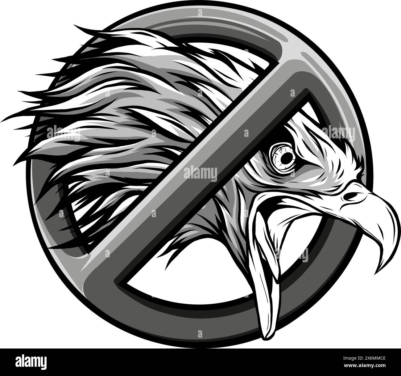 vector illustration of monochrome head eagle in ban symbol Stock Vector ...