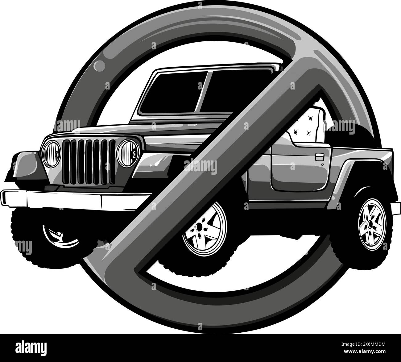 illustration of Monochrome symbol of ban car off road Stock Vector ...