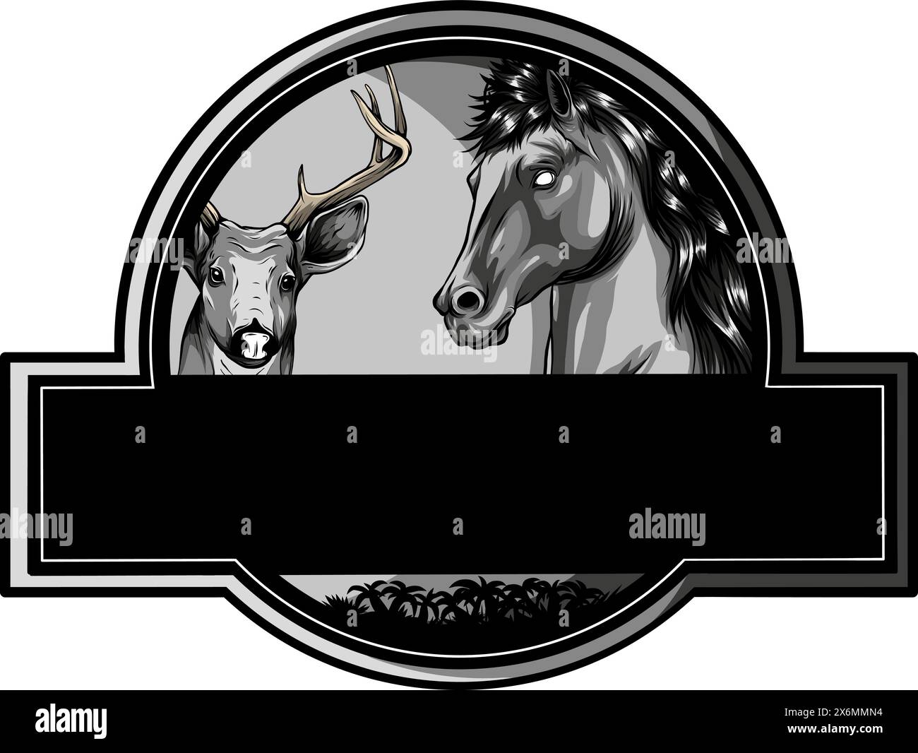 African prairie animal black silhouette logo design. the horse delivers ...