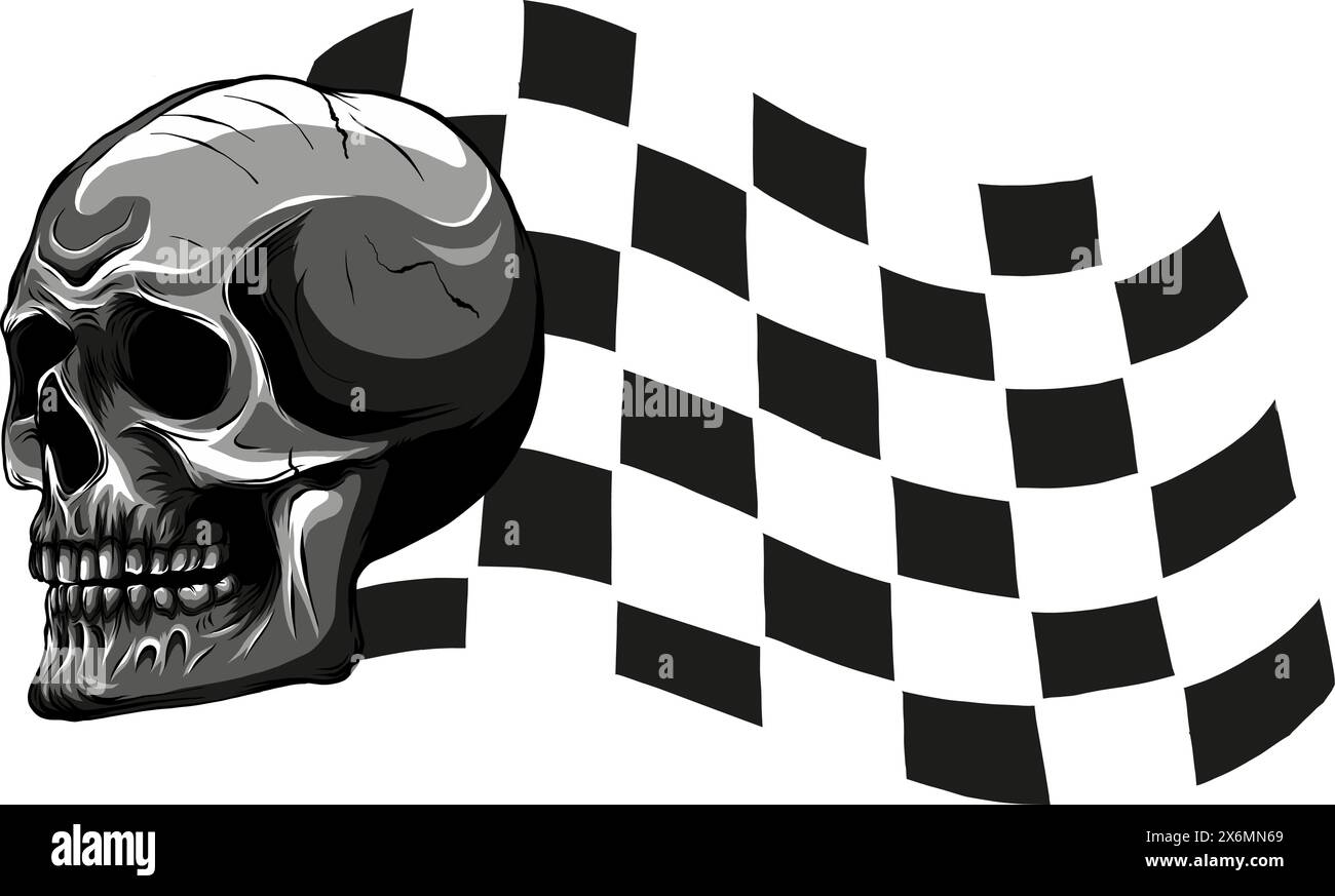 vector illustration of monochrome skull racing flag Stock Vector Image ...
