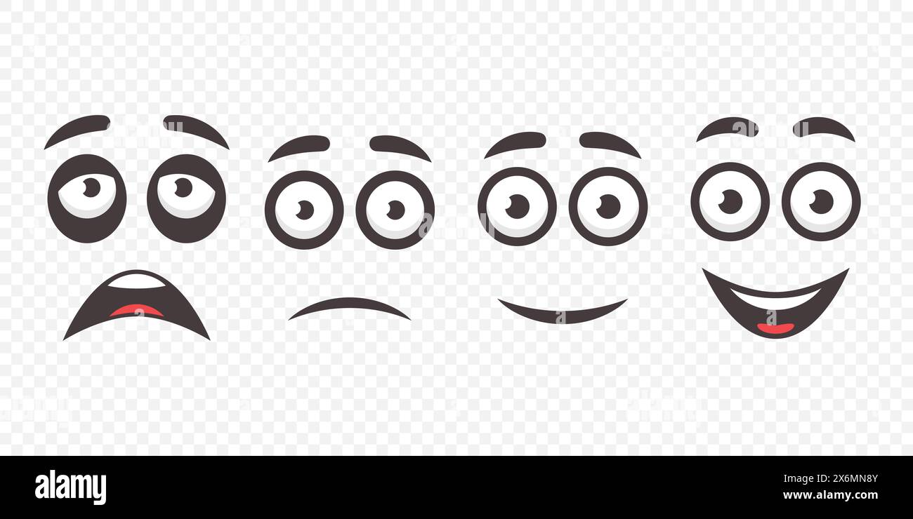 Vector Cartoon Faces Illustrations. Expressive Eyes and Mouth. Funny ...