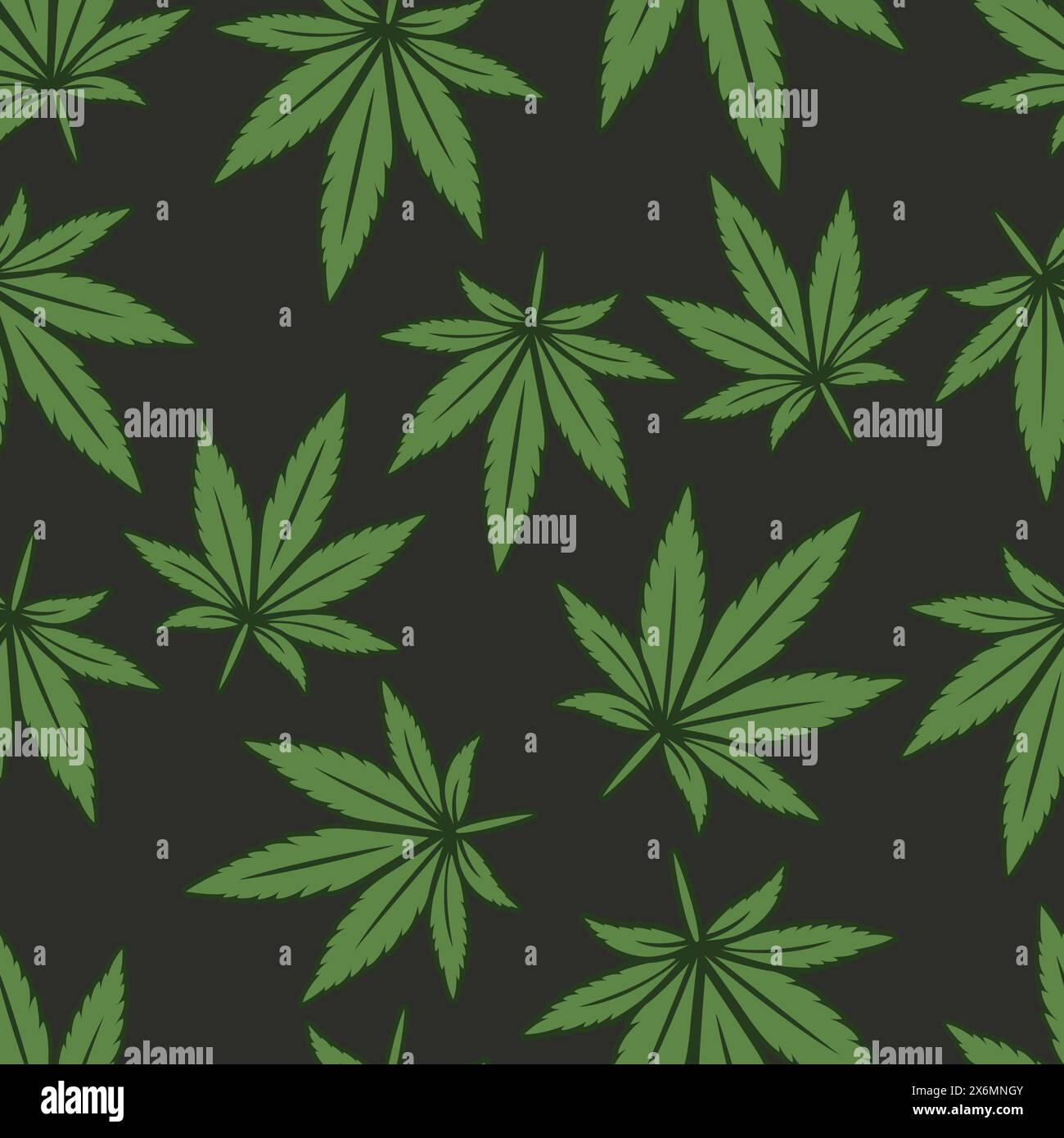 Vector Seamless Pattern with Flat Cannabis Leaves. Hemp, Cannabis Green ...