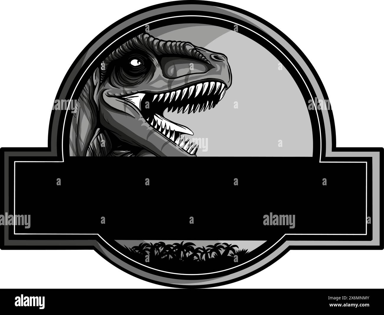 vector illustration of monochrome jurassic logo design Stock Vector ...