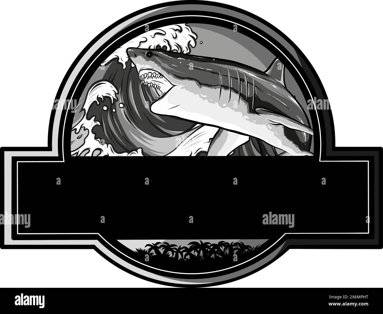 vector illustration of Great White Shark Logo Monochrome Design Stock ...
