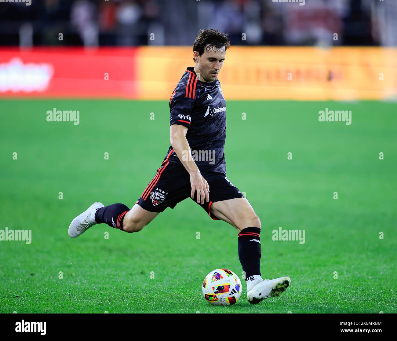 May 15, 2024: D.C. United Midfielder (8) Jared Stroud kicks the ball ...