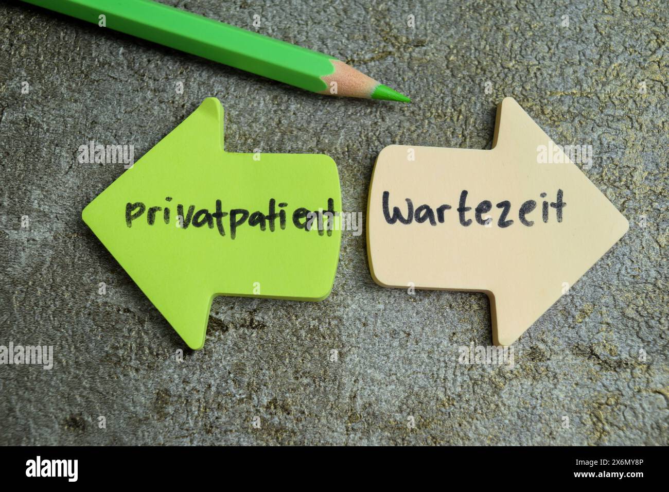 Concept of Learning language - German. Privatpatient - Wartezeit it ...