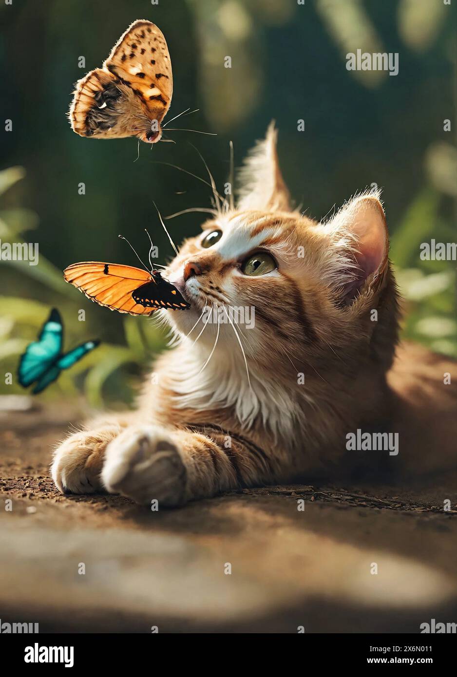 Cat and butterfly hi-res stock photography and images - Alamy