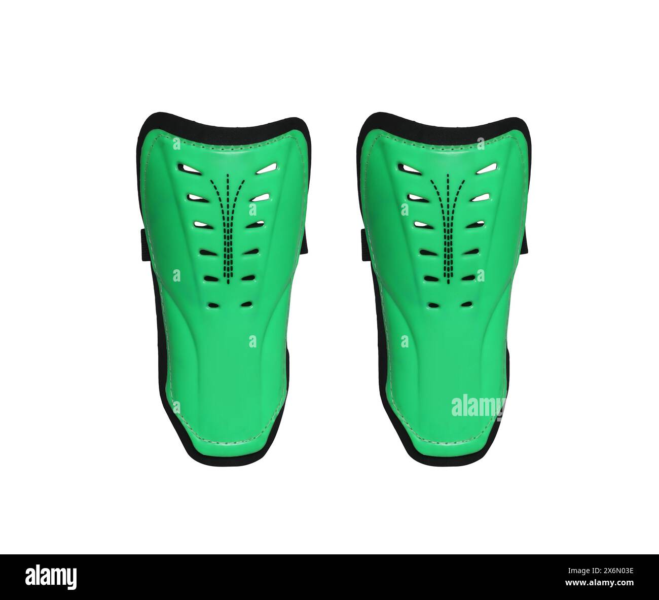 green shin guards pair isolated on white background Stock Photo - Alamy