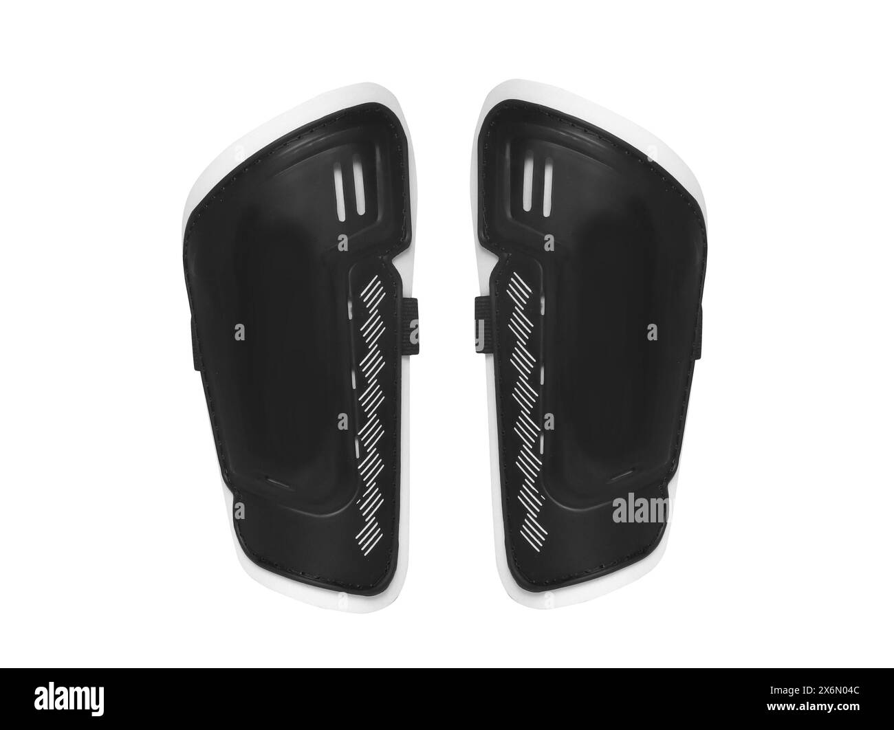 black shin guards pair isolated on white background Stock Photo - Alamy